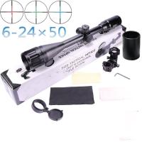 China 6-24x50mm 3 Color Illuminated Reticle Tactical Hunting Scope 680g Lockable Turret for sale