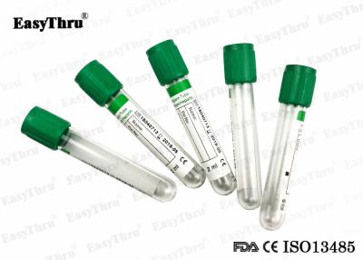 China PET Glass Lithium Heparin Vacuum Blood Collection Tubes 2ml to 10ml Green Cap for sale