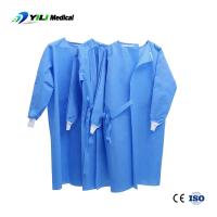 China Disposable SMS Surgical Isolation Gown 25-70g Blue Waterproof Protective Suit for sale