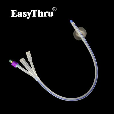 China Medical 3 Way Silicone Foley Catheter Ultra Soft Transparent Fr12-Fr30 for sale