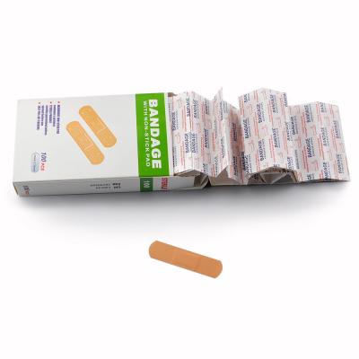 China Medical Adhesive Bandage 100pcs per Box Breathable Flexible Fabric Band Aid for Wound Care for sale