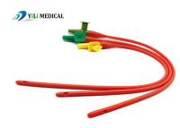 China Natural Rubber Latex Suction Catheter Red Color F5 to F14 40cm T Type Connector for sale