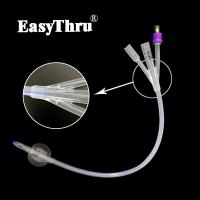 China Medical Grade Silicone Foley Catheter 400mm Length 2 Way 3 Way Urine Drainage Tiemann Open Round Tip for sale