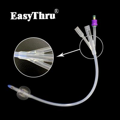 China Medical Grade Silicone Foley Catheter 400mm Length 2 Way 3 Way Urine Drainage Tiemann Open Round Tip for sale