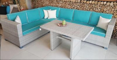 China Outdoor Rattan Corner Sofa Set L Shape Cushion Covered In Aluminium Frame Nice Price for sale