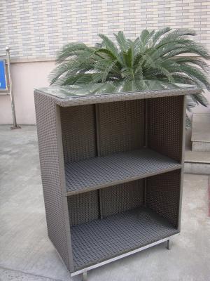 China Outdoor Dark Brown Resin Wicker Bar Set Table With Steel Frame for sale