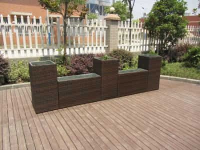 China Washable Outdoor Patio Brown Wicker Flower Pot With Aluminum Frame for sale