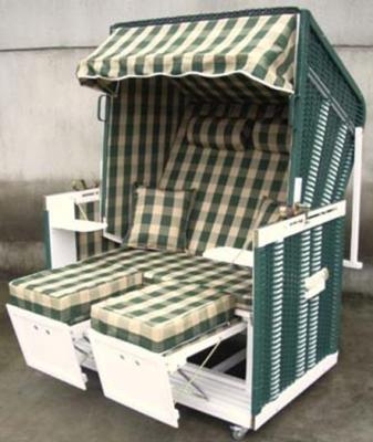 China Modern White And Green Roofed Wicker Beach Chair & Strandkorb For Outdoor for sale