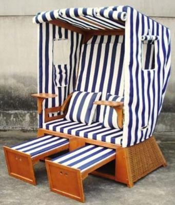 China Waterproof Wood And PE Rattan Roofed Beach Chair & Strandkorb In Summer for sale