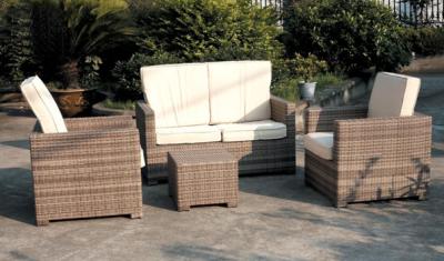 China 4pcs rattan furniture with high back cushion for sale