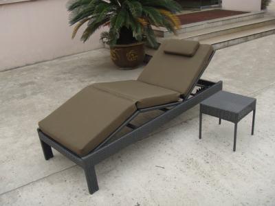 China Outdoor Patio Rattan Sun Lounger , Balcony Dark Brown Lounger for sale
