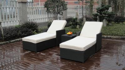China Adjustable Resin Wicker Lounge Chair Set , Beach Chaise Lounge for sale