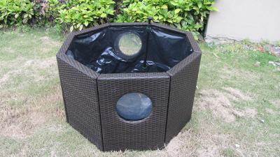 China Strong Dark Brown Rattan Fish Tank With Power Coated Aluminum Frame for sale