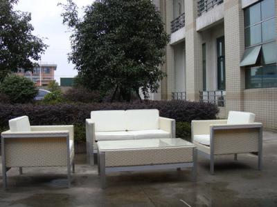 China All Weather White Outdoor Rattan Sofa For Garden / Patio / Bar for sale