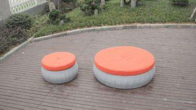 China Waterproof Outdoor Rattan Sofa , Round Wicker Chair And Ottoman Set for sale