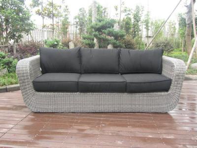 China 3 Seat Grey Outdoor Rattan Sofa With Power Coated Aluminum Frame for sale