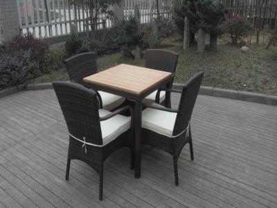 China Excellent Strong Hand-Woven Dark Brown Rattan Garden Dining Sets for sale