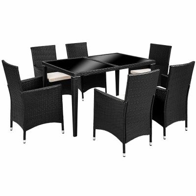 China KD Black Indoor Wicker Outdoor Rattan Dining Set In All Weather for sale