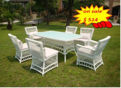 China Patio Rattan Garden Dining Sets 7pcs Wicker Outdoor Dining Sets for sale