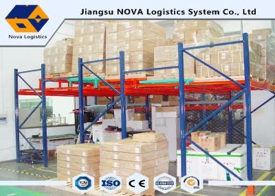 China Q235 Steel Push Back Racking Powder Coating , Frozen Warehouse Pallet Storage Racks for sale