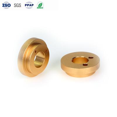 China Precision CNC Aluminum Parts with ±0.01mm Tolerance and Anodized Gold Finish - M0.8-M12 Size Range for sale