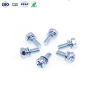 China M4 Blue Zinc Carbon Steel Combination Screw M2-M8 4-200mm with Dual Drive Head and Pre-Assembled Washers for sale