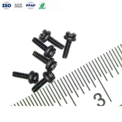 China M1.0 Carbon Steel Micro Screws 3-60mm Black Zinc Pan Head with Sealing Rubber Ring for Industrial Instruments for sale