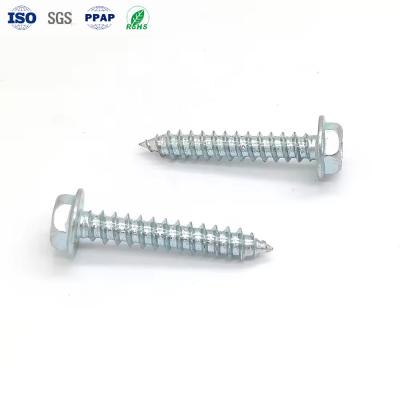 China Blue Zinc Flange Head Self Tapping Screw Carbon Steel 4mm to 250mm Length Custom Fasteners for sale
