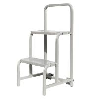 China Aluminum Mobile Safety Step Ladder 7-16 Ft Non-Slip Treads Locking Wheels for sale