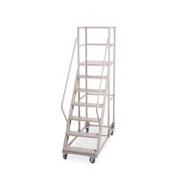 China Aluminum Mobile Safety Step Ladder 7-16 Ft Non-Slip Treads Locking Wheels for sale