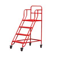 China Mobile Safety Step Ladder Aluminum Alloy 8 Ft 10 Ft 12 Ft with Handrails and Wheels for sale