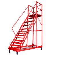 China Mobile Warehouse Safety Steps Ladders Freight Elevator With Silent Wheels Industrial for sale