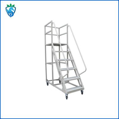 China Aluminum Alloy Mobile Safety Step Ladder 2 Meters Height 150 kg Load Capacity for Warehouse for sale