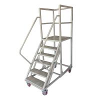 China Aluminum Alloy Mobile Safety Step Ladder 2 Meters Height 150 kg Load Capacity for Warehouse for sale