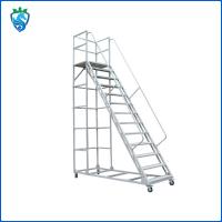 China Aluminum Mobile Safety Step Ladder 5ft 6ft with Wheels Platform Heavy Duty for Truck for sale