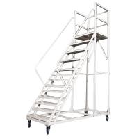 China Aluminum Mobile Safety Step Ladder 5ft 6ft with Wheels Platform Heavy Duty for Truck for sale