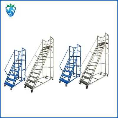 China Aluminum Alloy Mobile Platform Step Ladder with Handrails and Pulley 6000 Series for sale