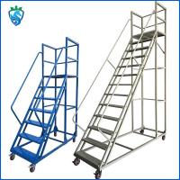 China Aluminum Alloy Mobile Safety Step Ladder 7-8 Feet Lightweight Climbing Work Ladder with Pulleys for sale