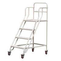 China Aluminum Alloy Mobile Safety Step Ladder 7-8 Feet Lightweight Climbing Work Ladder with Pulleys for sale