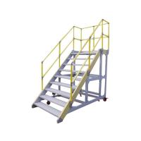China Aluminum Alloy Mobile Safety Step Ladder 7-8 Feet Lightweight Climbing Work Ladder with Pulleys for sale