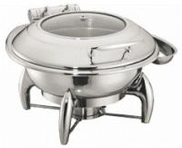 China Hygiene Commercial 6L Round Chafer for Induction Heating Silver 520x455x210mm for sale