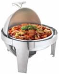 China 6.0L Round Roll Top Chafer Silver Color Commercial Buffet Cooking Stove 470mm for sale
