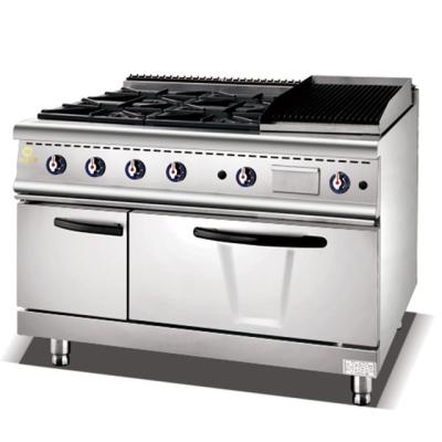China GL-RS-4H Restaurant Cooking Equipment 568x590x270mm Internal Oven 178kg Stainless Steel Gas Range for sale