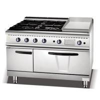 China Commercial Gas 4-Burner Stove Grill Oven 1200x900x850mm Stainless Steel Restaurant Cooking Equipment for sale