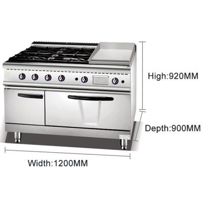 China Commercial Gas Range 4 Burner 1200mm Stainless Steel NG LPG 3.95 5.66 Kg/h for sale