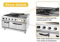 China Gas Commercial Cooking Equipment 1200mm Stainless Steel 192kg 3.95/5.66Kg/h Gas Consumption for sale