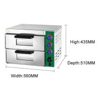 China Commercial Electric Pizza Baking Oven 50-350C 560x556x435mm 2 Decks 3kW for sale
