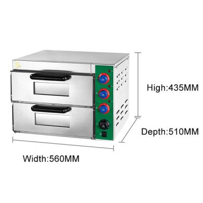 China Commercial Electric Pizza Baking Oven 50-350C 560x556x435mm 2 Decks 3kW for sale