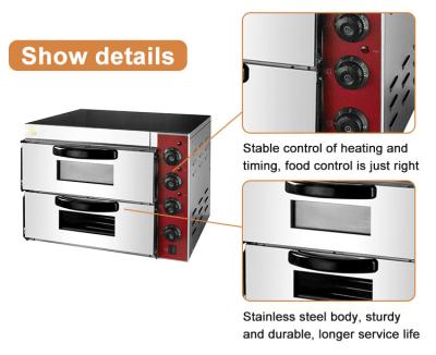 China Commercial Baking Oven 3kw 220-240V 2 Decks 400x400mm Electric Pizza Oven for sale