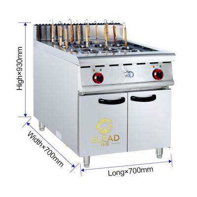 China GLEAD GL-RM-6 Gas Pasta Cooker with Cabinet 800x900x850+70mm 30x2L Tank Stainless Steel for sale